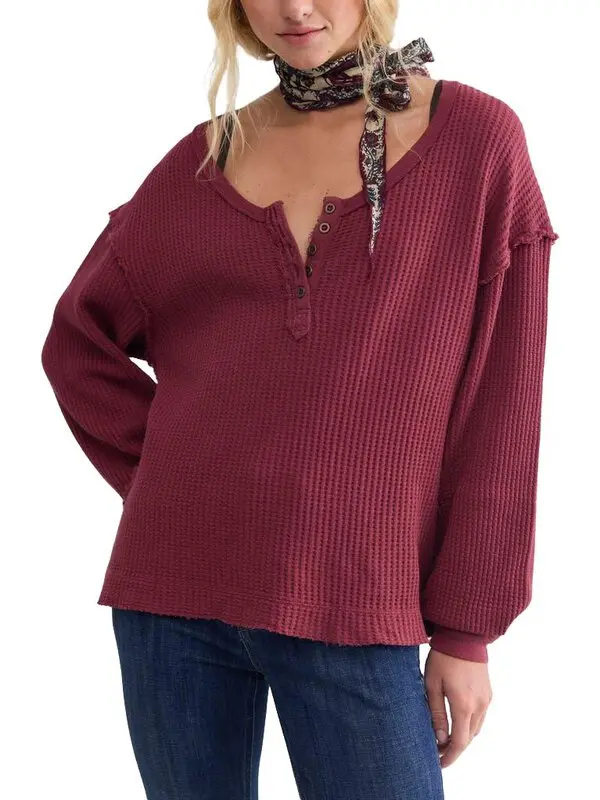 Free People Montreal Henley Thermal Top - Dionysus