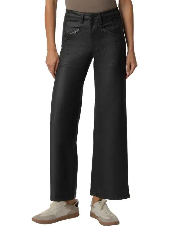 Kut From The Kloth Meg Coated High Waist Wide Leg Ankle Jeans - Matte Black