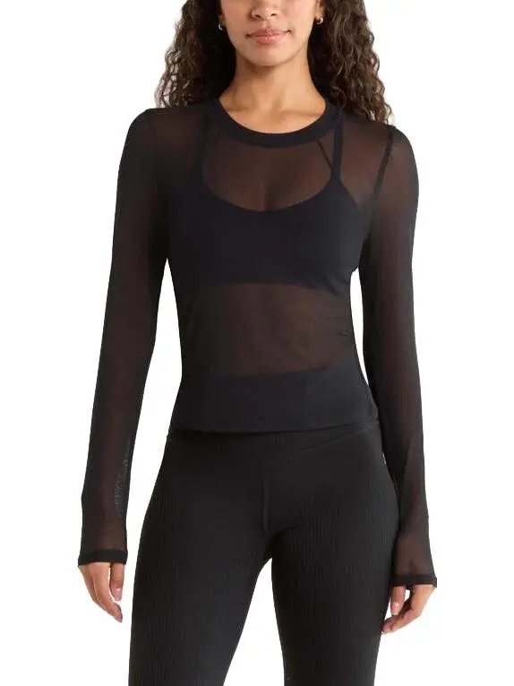 Zella Mesh Mix Long-sleeve Tee - Black