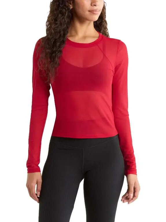 Zella Mesh Mix Long-sleeve Tee - Red Jester