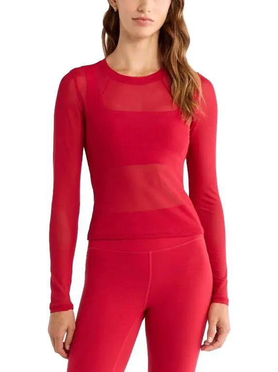 Zella Mesh Mix Long-sleeve Tee - Red Jester