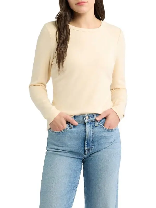 CITY BLUES Long Sleeve Crewneck T-shirt - Parchment