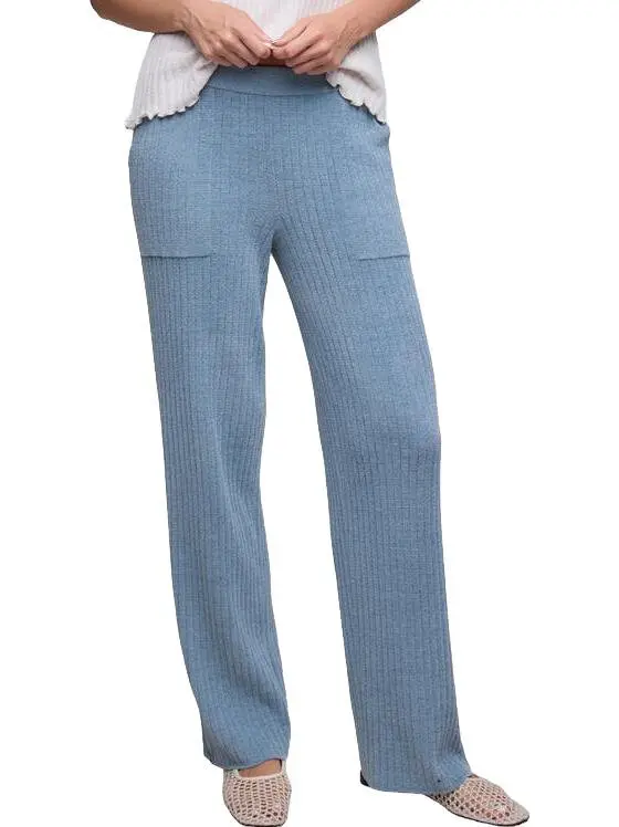 Barefoot Dreams Patch Pocket Ribbed Pants - Blue Aura