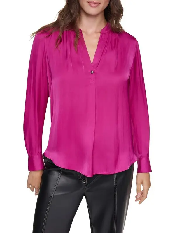 Dkny Pleated Long Sleeve Top - Raspberry
