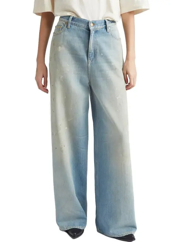 GOLDEN GOOSE Melody Boyfriend Wide Leg Jeans - Blue