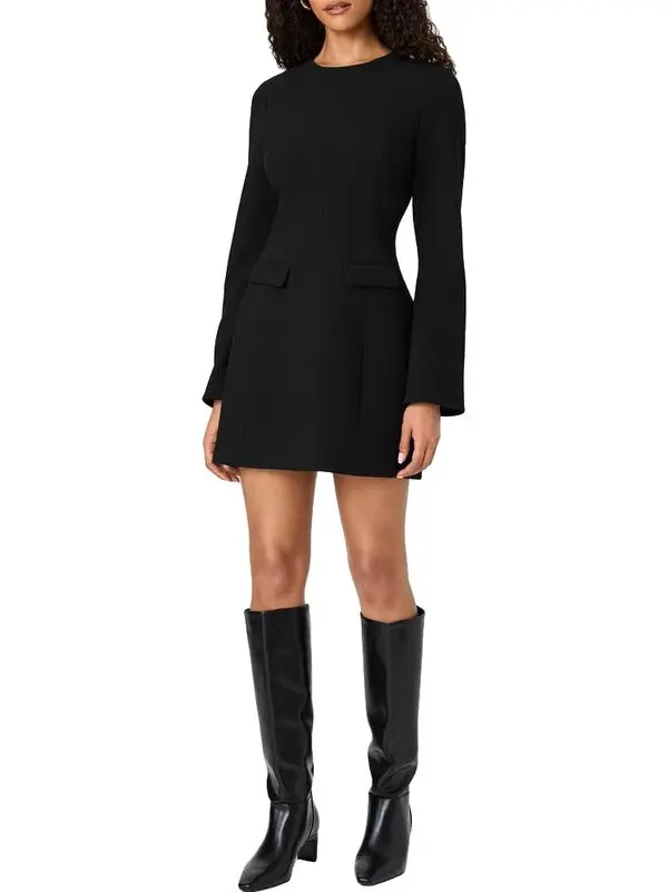 French Connection Azra Long Sleeve Twill Minidress - Black