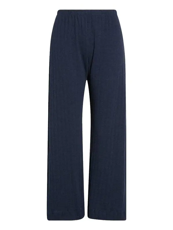 LESET Pointelle Crop Wide Leg Pants - Midnight Melange