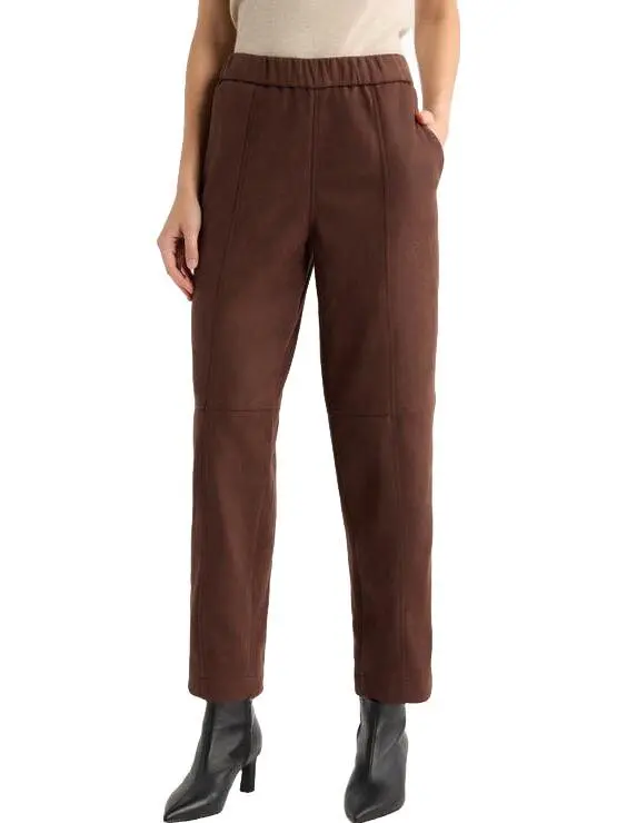 Bernardo Paneled Barrel Leg Faux Suede Pants - Chocolate