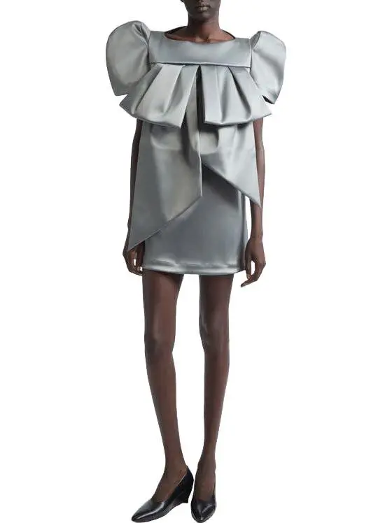 Vaquera Stretch Satin Bow Minidress - Grey