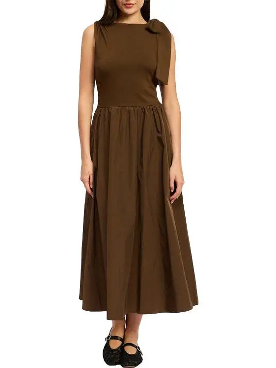 EN SAISON Jane Sleeveless Mixed Media Maxi Dress - Brown