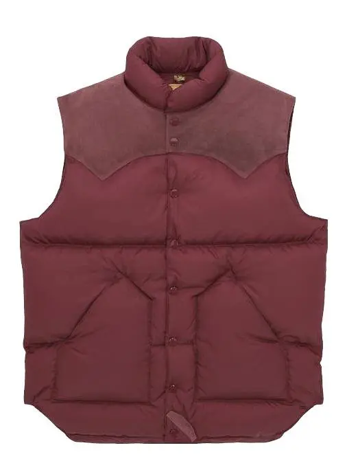 FORTELA Down Vest With Suede Yoke - Burgundy