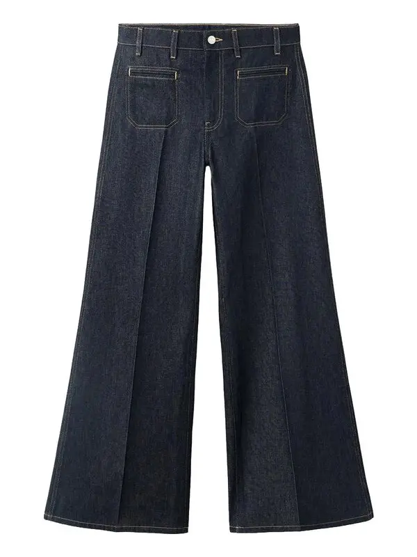 Mango Cami Patch Pocket Jeans - Open Blue