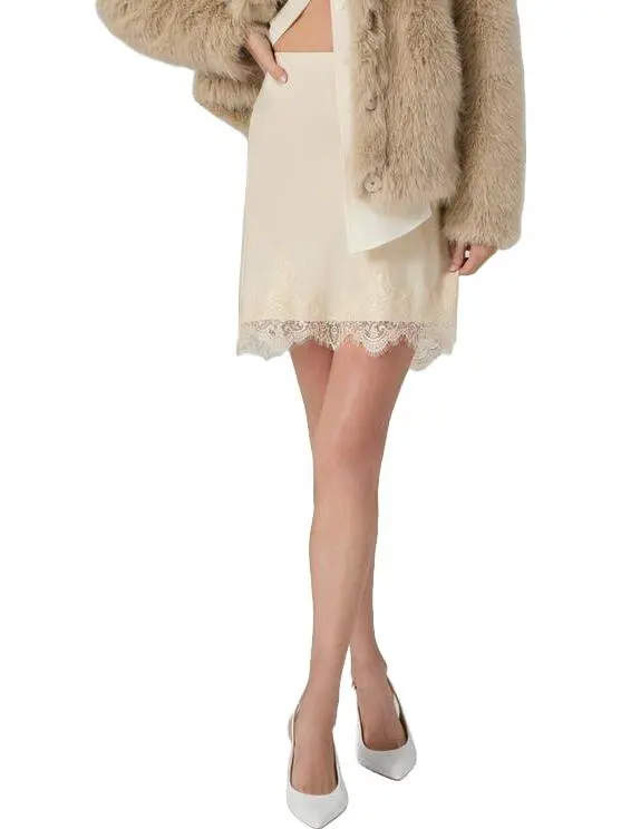 Guess Sophie Lace Detail Bias Miniskirt - Biscotti