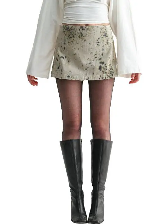 JEMINA DENIM High-rise Printed Denim Skort - Leopard