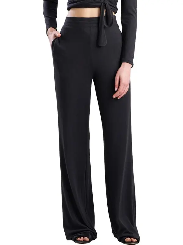 Natori Cozy Essentials Wide Leg Pants - Black