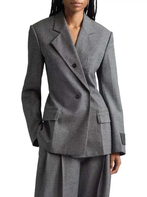 Alexander Wang Button Lapel Oversized Blazer - Charcoal