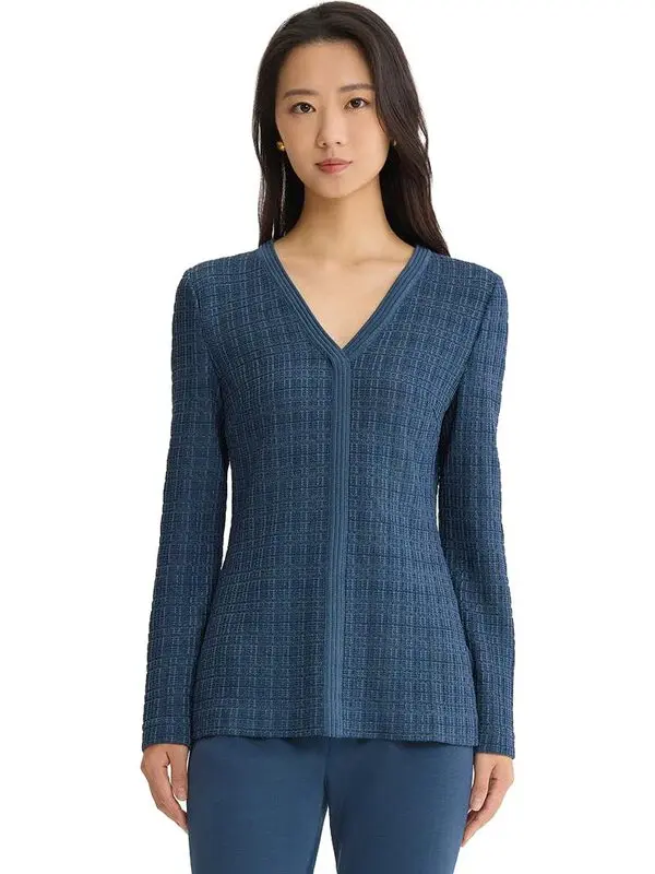 Misook Tonal Tweed Knit Tunic - Stardust