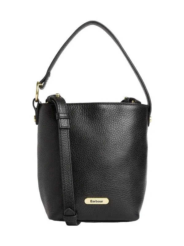 Barbour Cedar Mini Leather Bucket Bag - Black