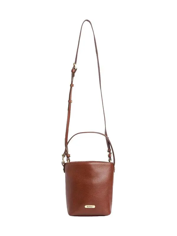 Barbour Cedar Mini Leather Bucket Bag - Brown