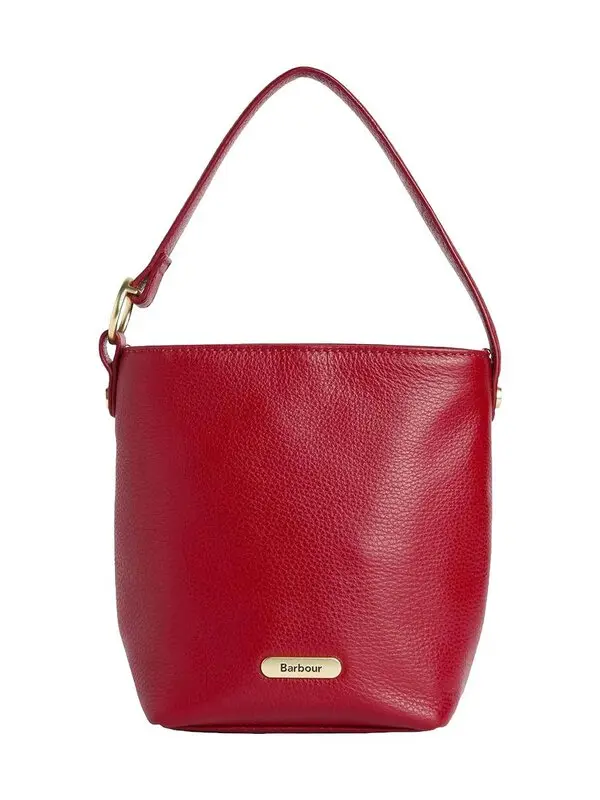 Barbour Cedar Mini Leather Bucket Bag - Red