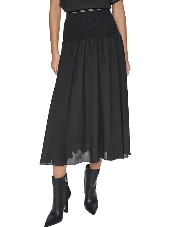 Dkny Mixed Media Skirt - Black