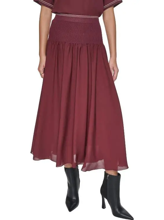 Dkny Mixed Media Skirt - Cabernet