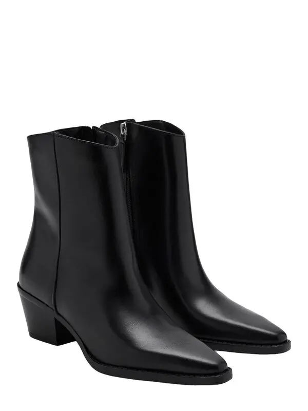Mango Dia Leather Bootie - Black