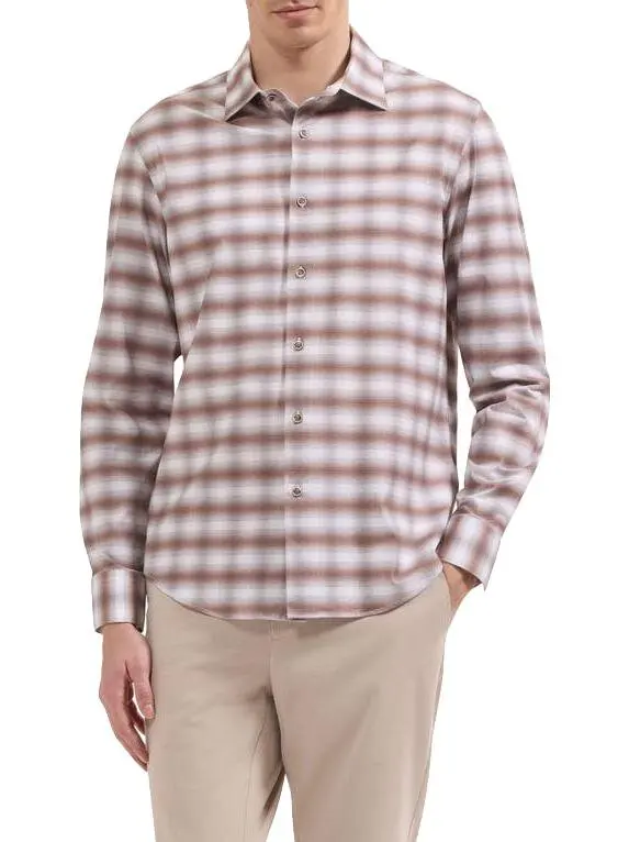 Bugatchi James Ooohcotton® Plaided Performance Shirt - Sienna