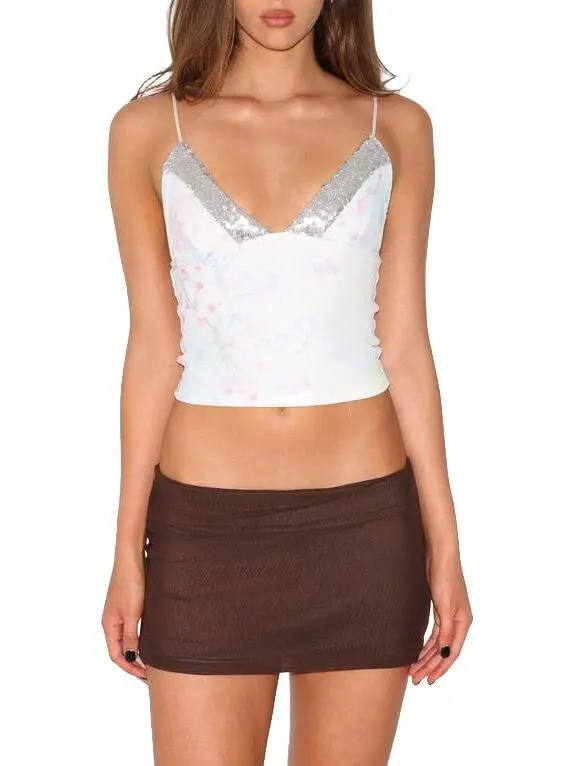 TIGER MIST Fenella Sequin Trim Crop Camisole - Cherry Blossom