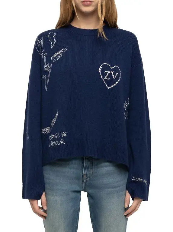 Zadig&Voltaire Markuz Cashmere Crewneck Sweater - Marine