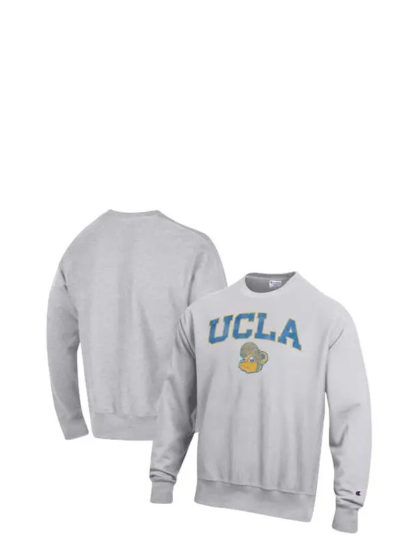 Champion Ucla Bruins Distressed Arch Over Logo Reverse Weave Crew Neck Sweatshirt - Gray