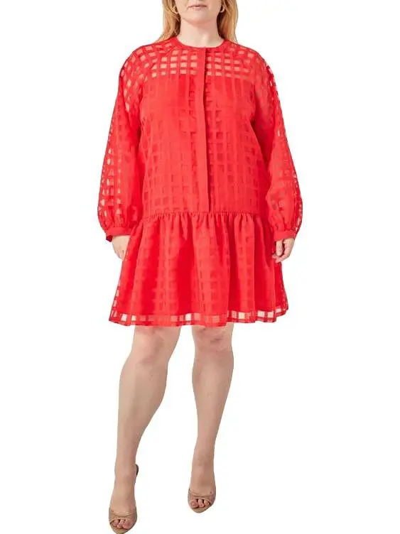 English Factory Check Organza Minidress - Red