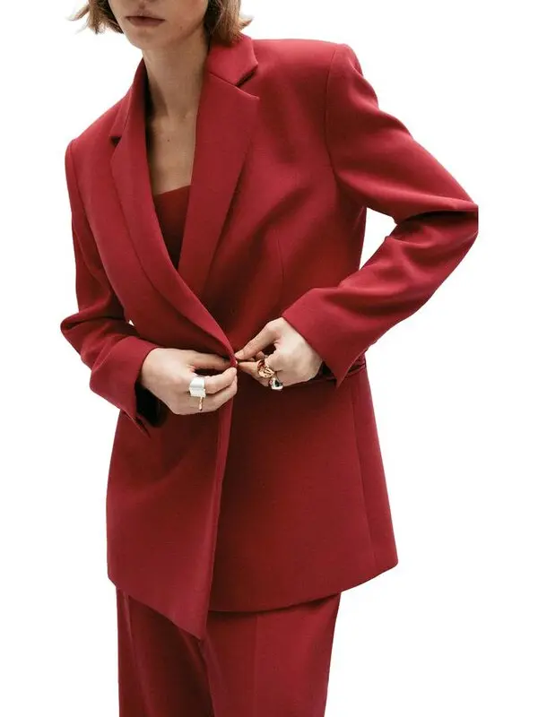 Mango Iguana One Button Blazer - Red
