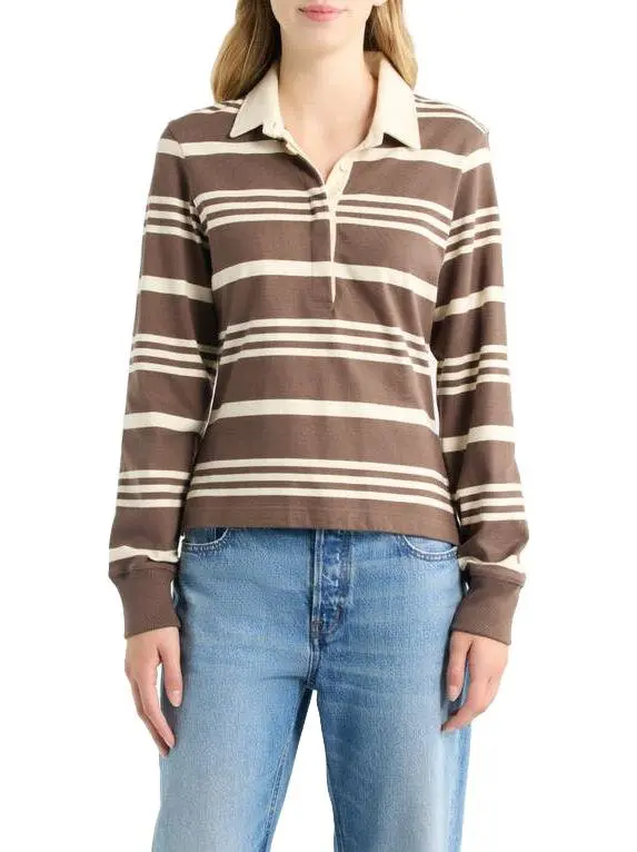 ROWING BLAZERS Striped Cotton Rugby Shirt - Brown