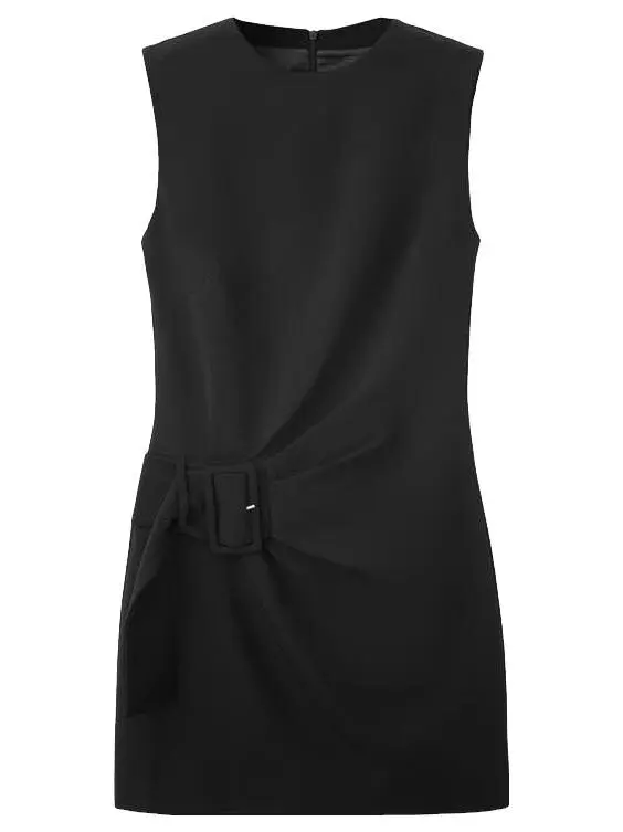 Mango Ruched Belted Minidress - Black
