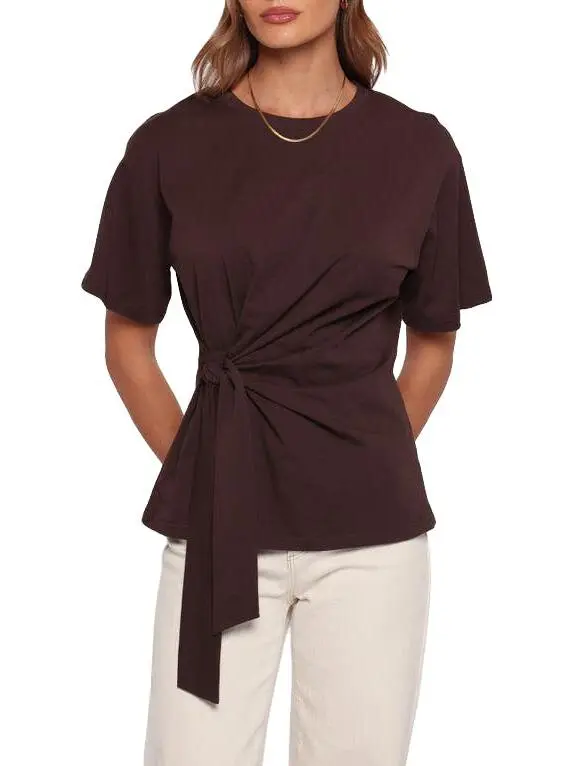 PETAL & PUP Devina Knot T-shirt - Brown