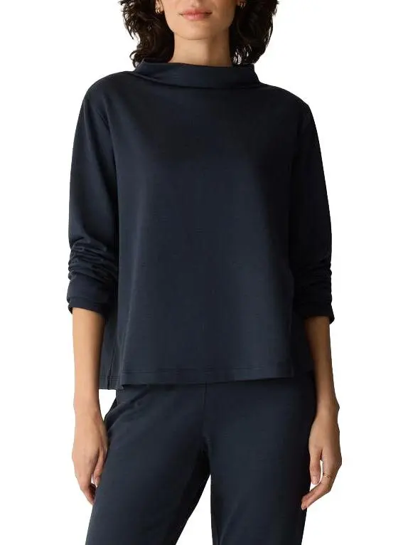 Eileen Fisher Funnel Neck Long Sleeve Top - Maritime