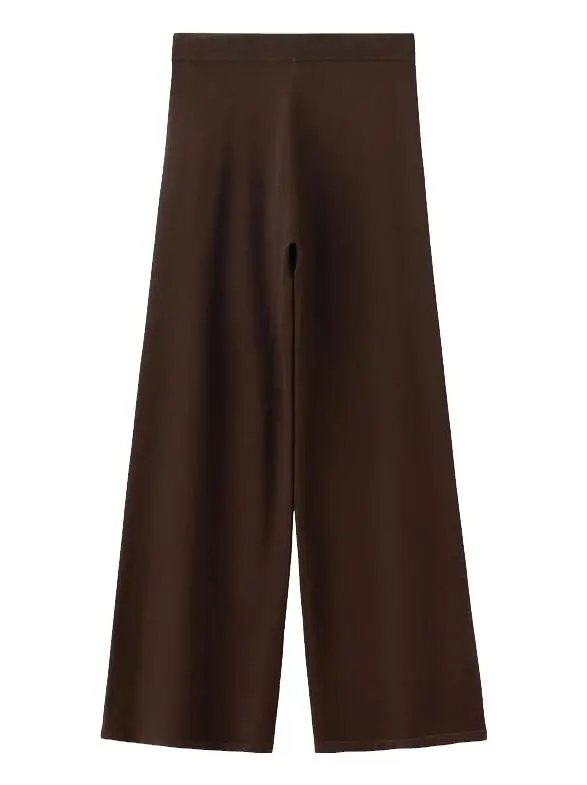 Mango Knit Wide Leg Trousers - Chocolate