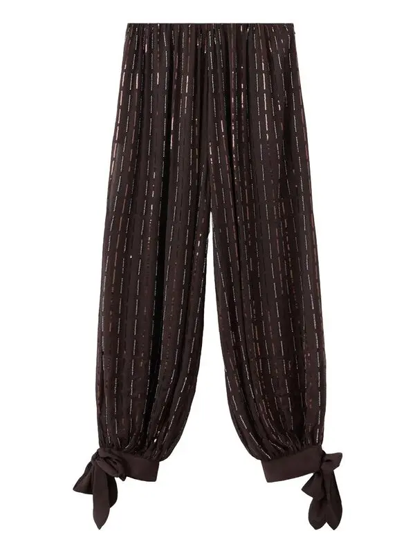 Mango Sequin Harem Pants - Brown