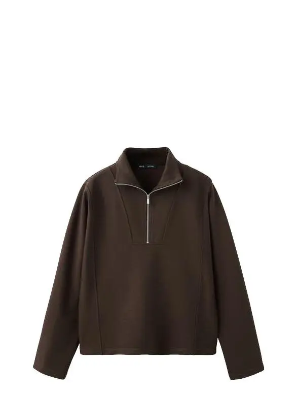 Mango Half Zip Sweatshirt - Brown