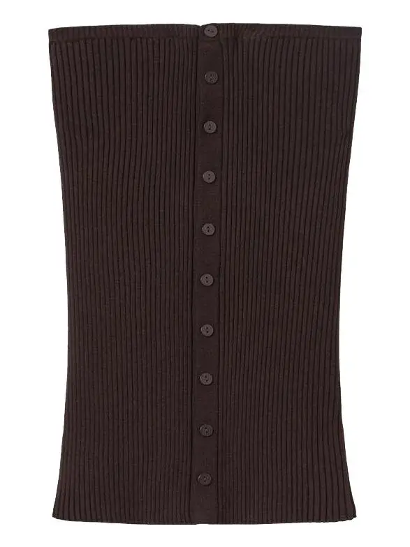 Mango Rib Strapless Top - Chocolate