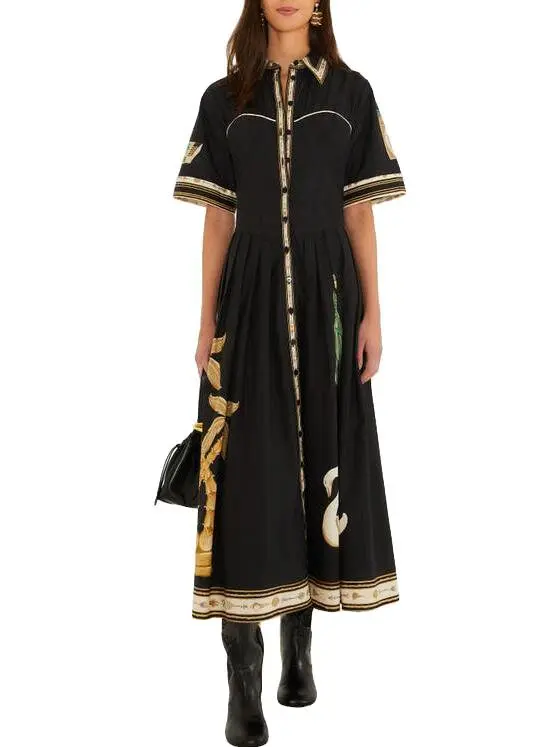 Farm Rio Vintage Souvenirs Midi Dress - Black
