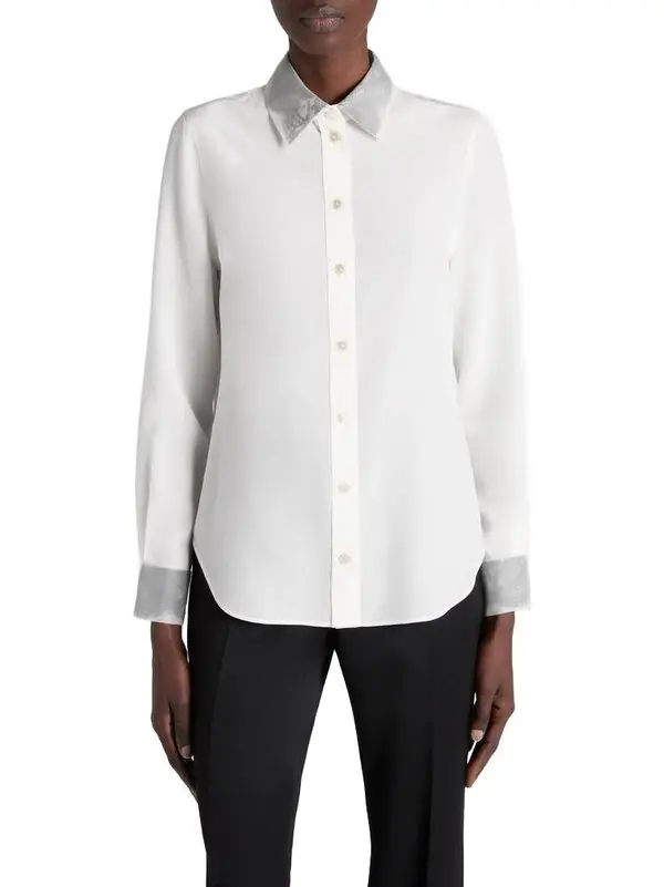 Alexander McQueen Silk Shirt With Lace Trim - Light Ivory