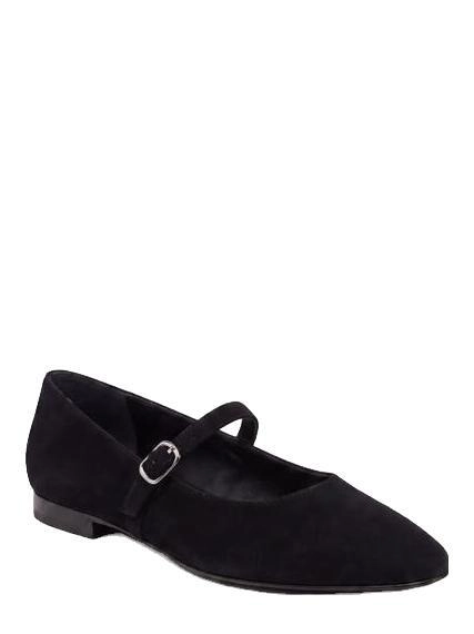 MENINA STEP Amelie Mary Jane Flat - Black Suede