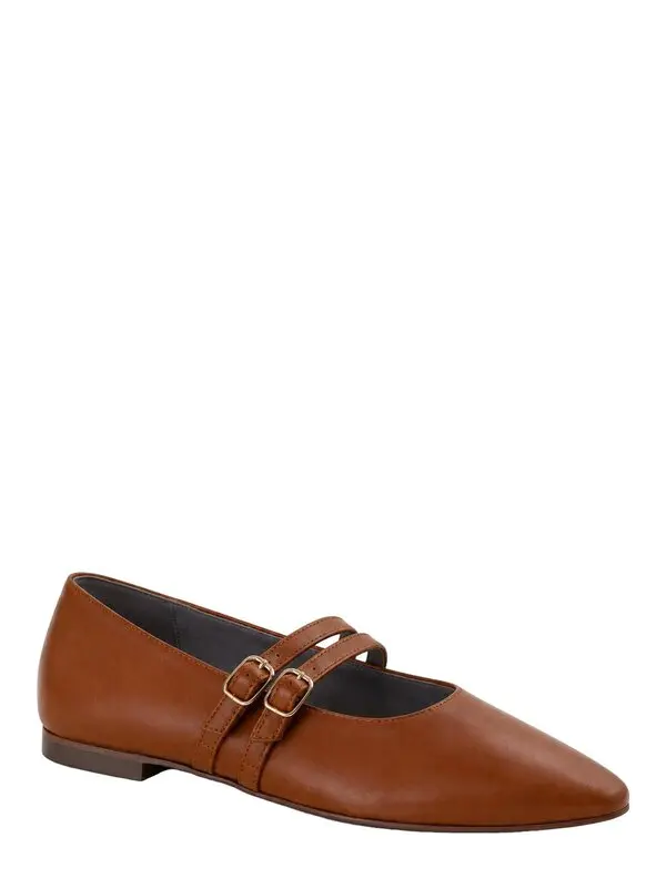 MENINA STEP Amelie Double Strap Mary Jane Flat - Cognac