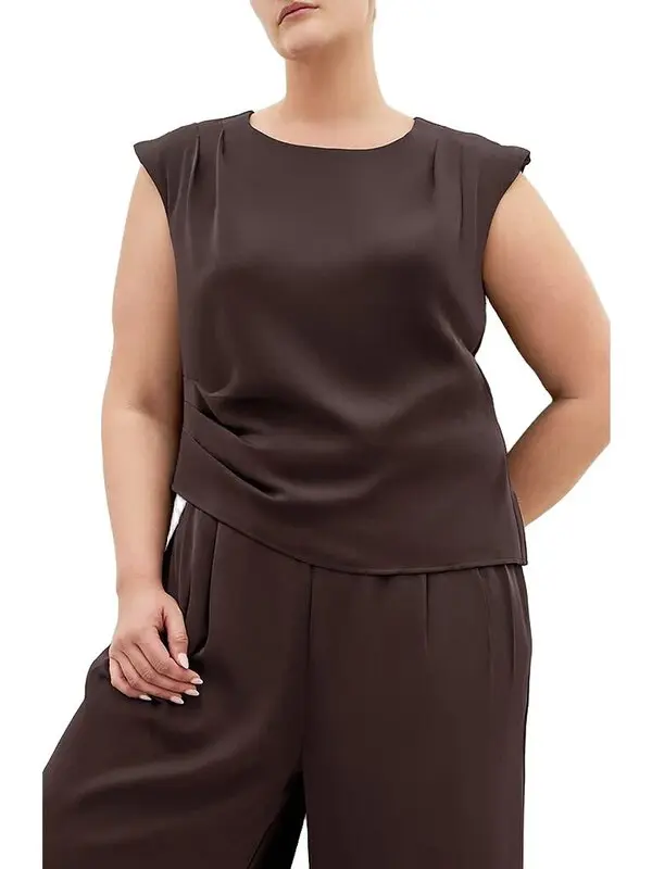City Chic Jett Padded Shoulder Top - Espresso