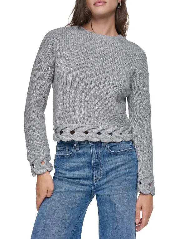 Dkny Cable Hem Crewneck Sweater - Feather He