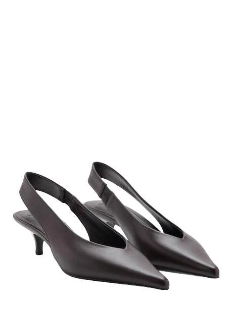 Mango Bimbo Pointed Toe Slingback Pump - Chocolate