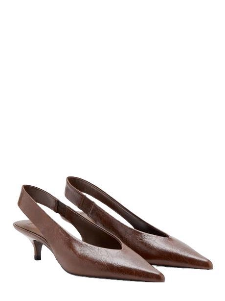 Mango Bimbo Pointed Toe Slingback Pump - Cognac