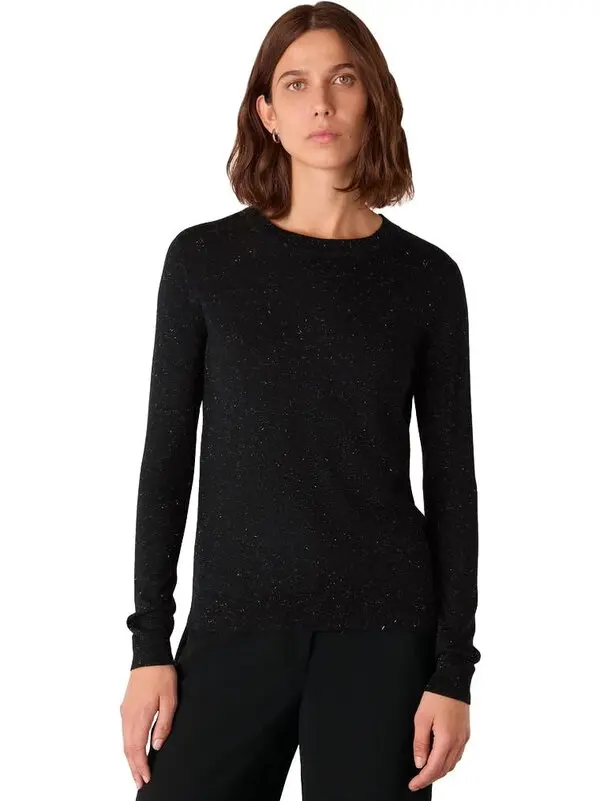 Whistles Annie Sparkle Knit Top - Black